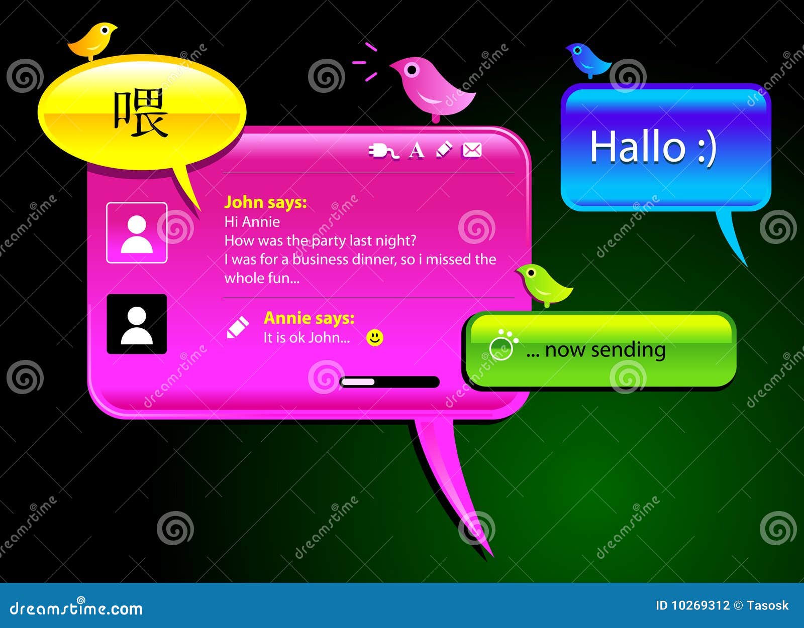 Messaging balloons stock vector. Illustration of glossy - 10269312