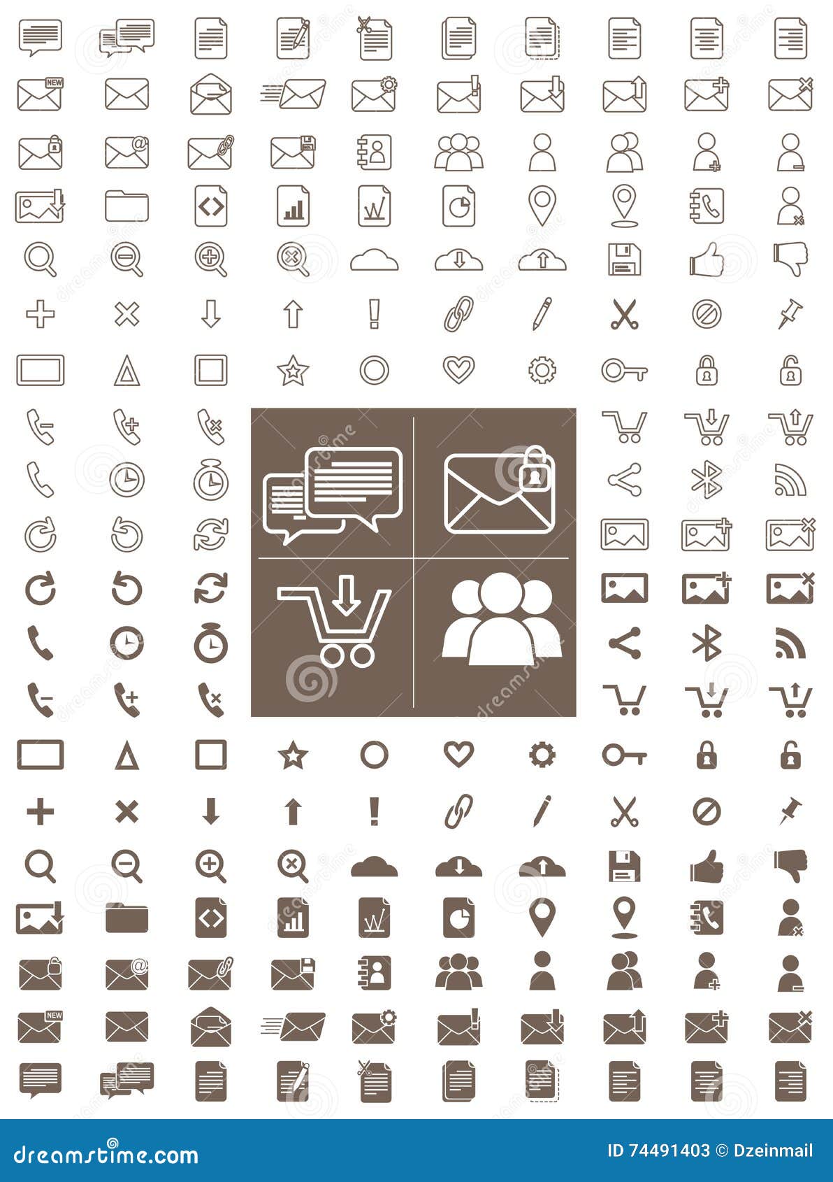Messaging and Communication Line and Flat Vector Icon Pack Stock Vector ...
