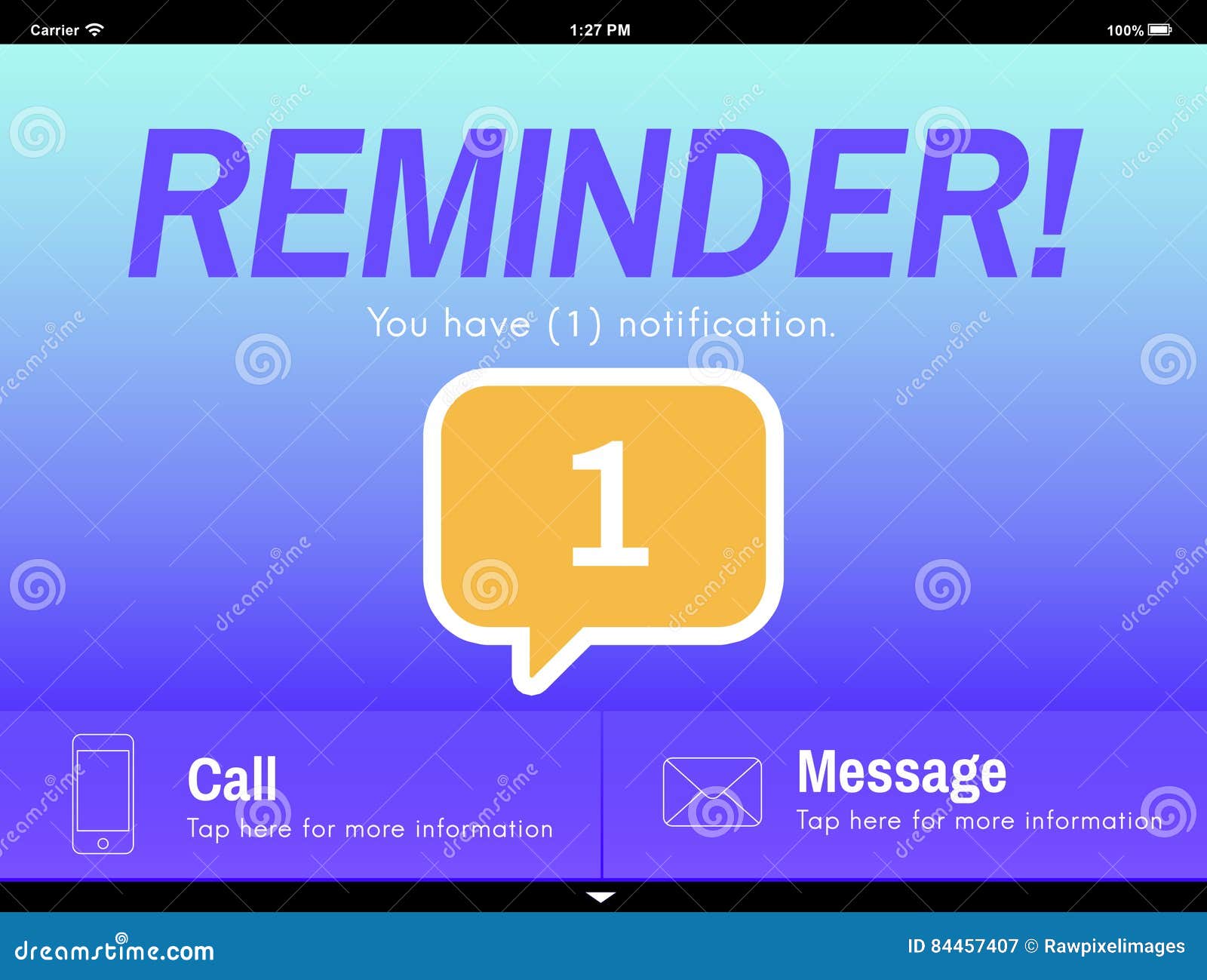 Notification Alert With Hand Tapping Screen In Flat Vector Illustration ...