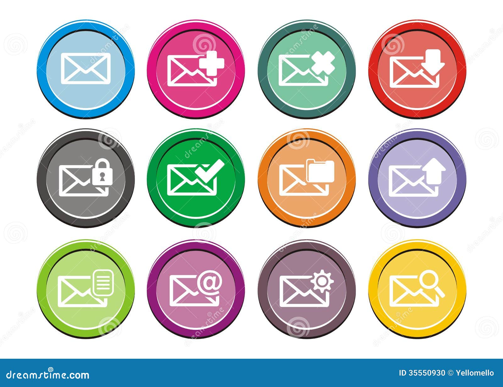 Messaging Icons - Round Icon Sets Stock Vector - Illustration of delete ...