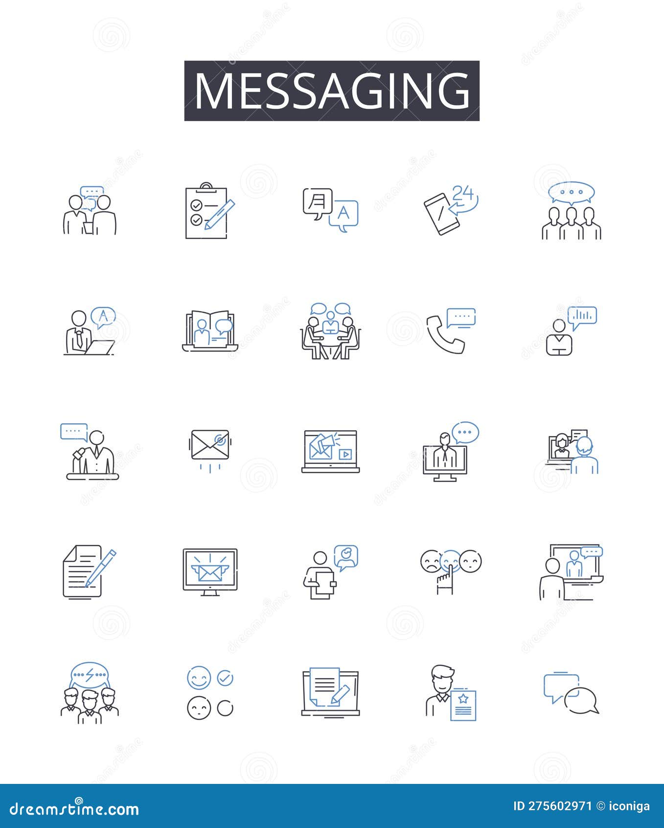 Messaging Line Icons Collection. Collaboration, Community, Partnership ...