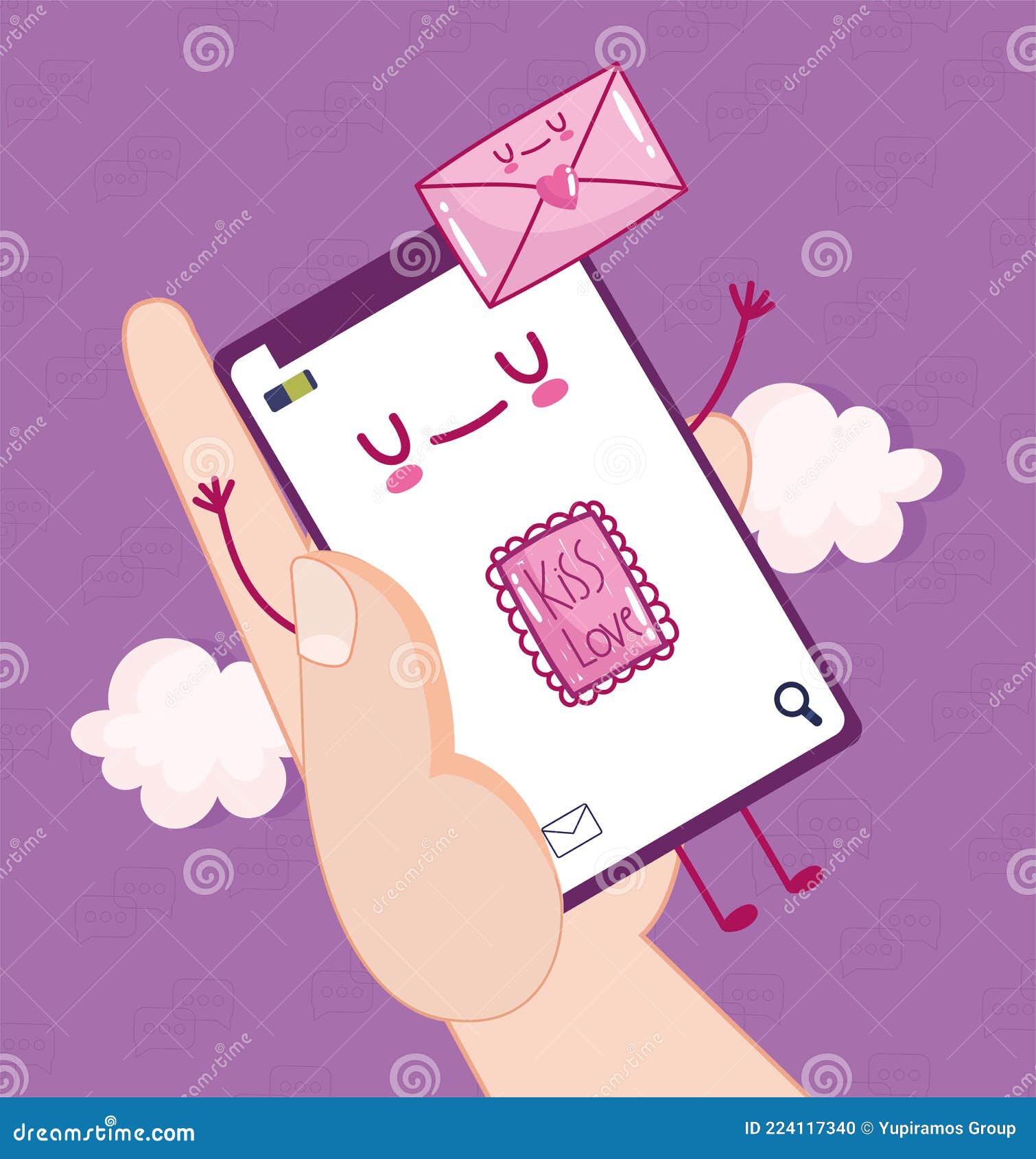 Messaging love with mobile stock vector. Illustration of lovely - 224117340