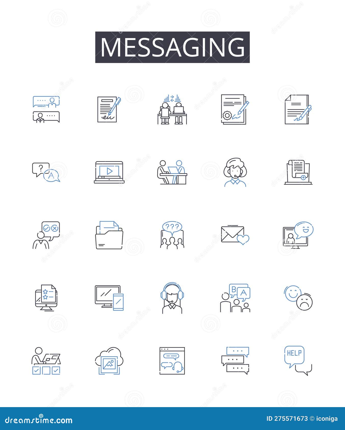 Messaging Line Icons Collection. Chatting, Correspondence ... Messaging Line Icons Collection. Chatting, Correspondence ...