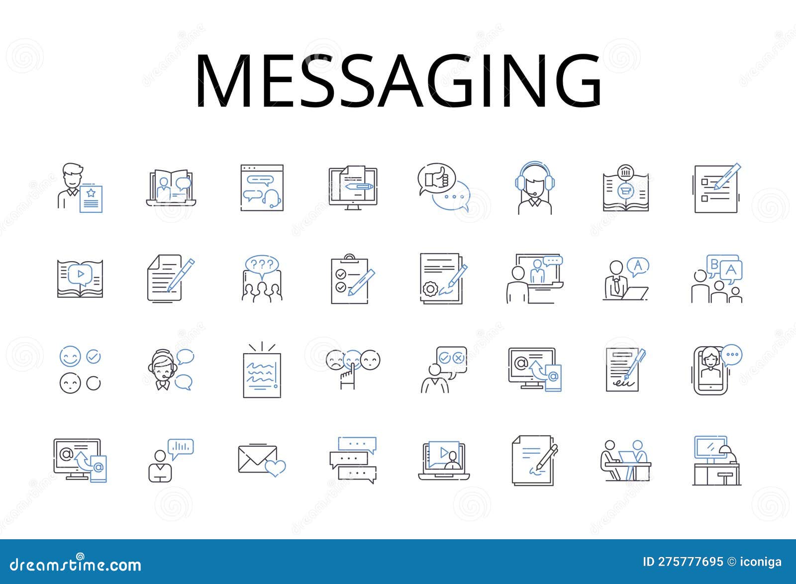 Messaging Line Icons Collection. Chatting, Correspondence ... Messaging Line Icons Collection. Chatting, Correspondence ...