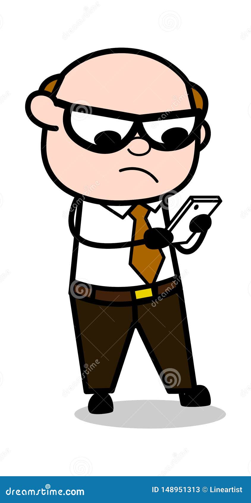 Messaging - Retro Cartoon Office Old Boss Man Vector Illustration Stock ...