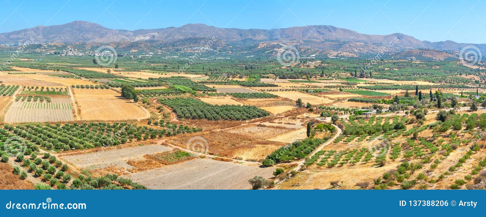 Messara Plain Landscape. Crete, Greece Stock Photo - Image of natural ...
