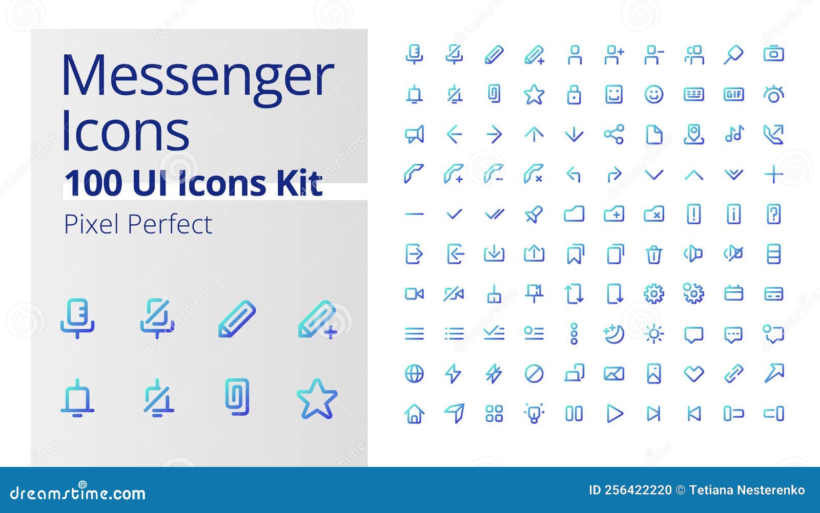 Messenger Application Pixel Perfect Gradient Linear Ui Icons Kit Stock ...