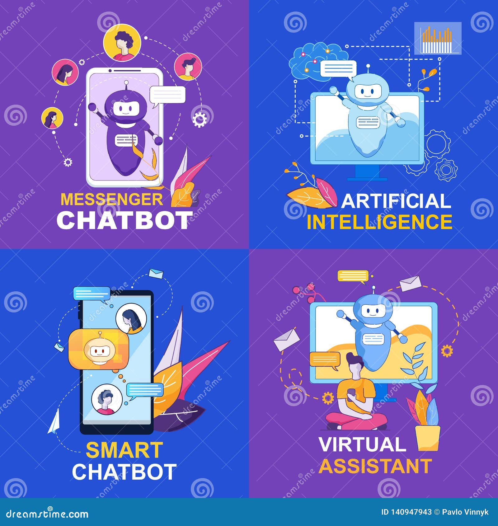 Messenger Chatbot Artificial Intelligence Smart. Stock Vector ...