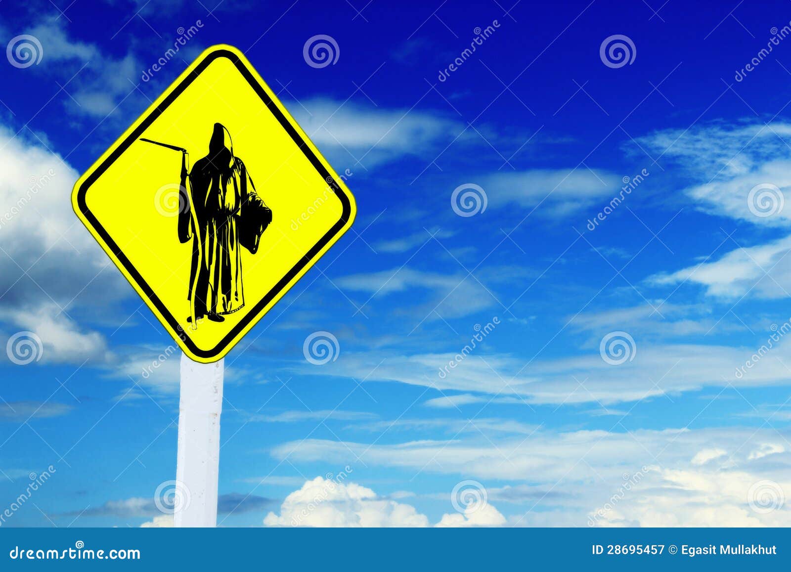 Messenger of Death Road Sign Stock Image - Image of warning, cloudscape ...