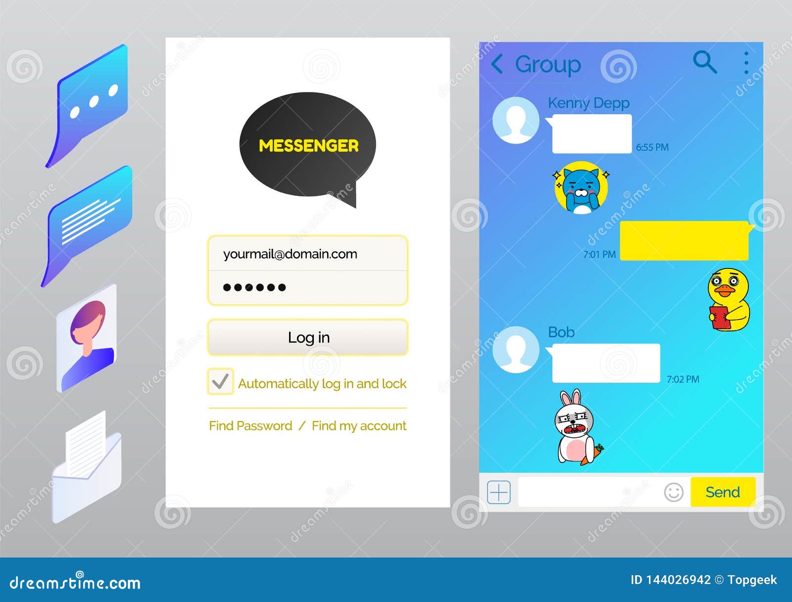 Messenger Interface of Chatting Page Vector Stock Vector - Illustration ...