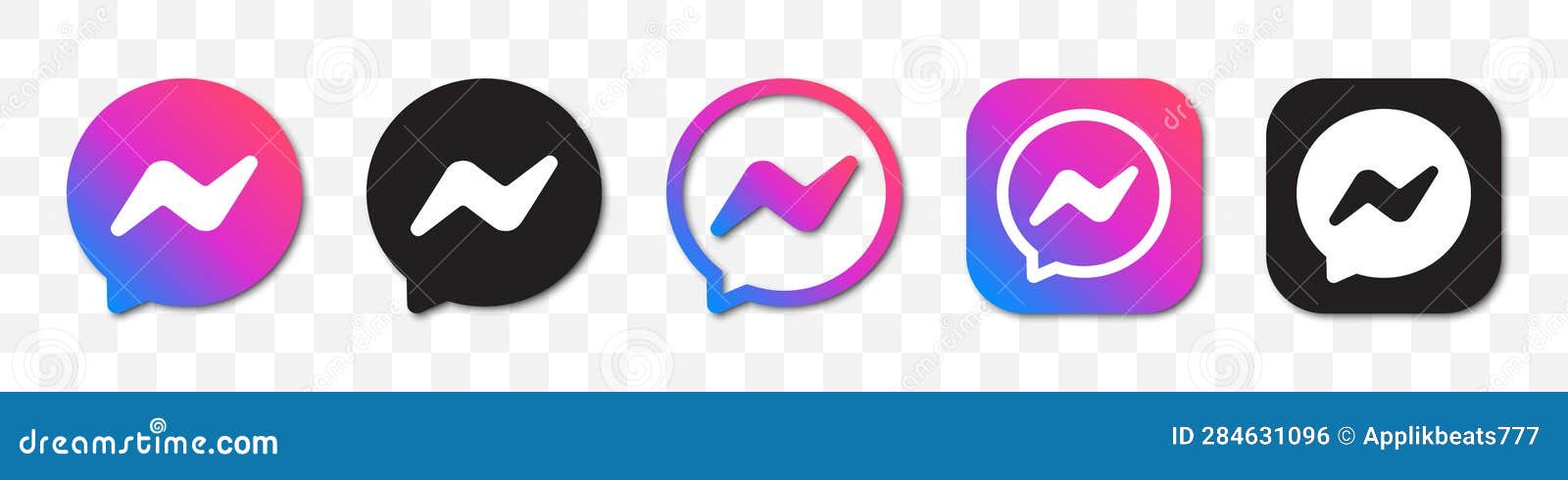 Messenger Logo Collection. Set of Different Messenger Icons with Shadow ...