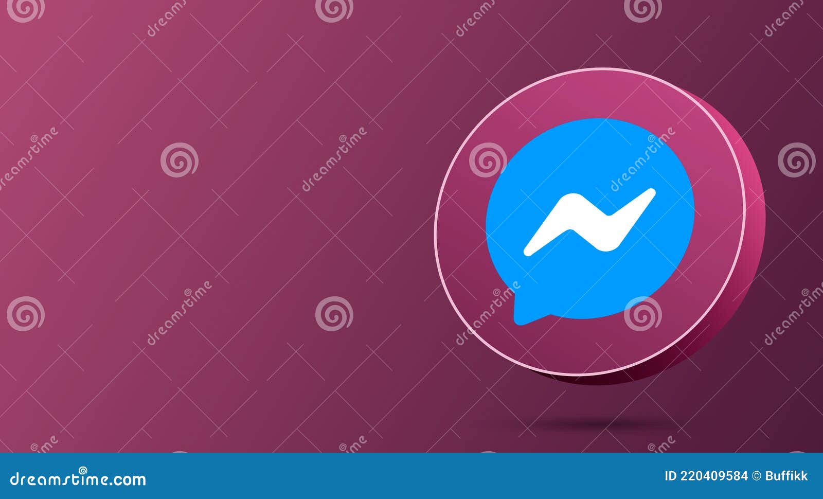 Messenger Logo Minimal Design on the Round Button 3d Render. Social ...