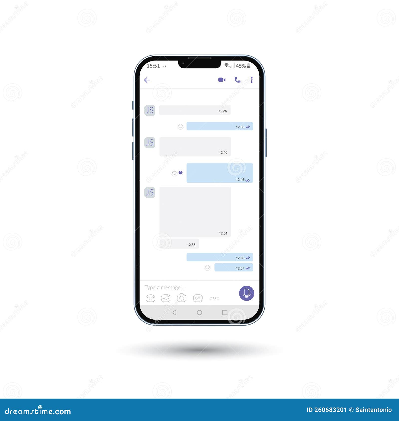 Mockup Of Chat In Mobile Phone On Transparent Background. Interface ...