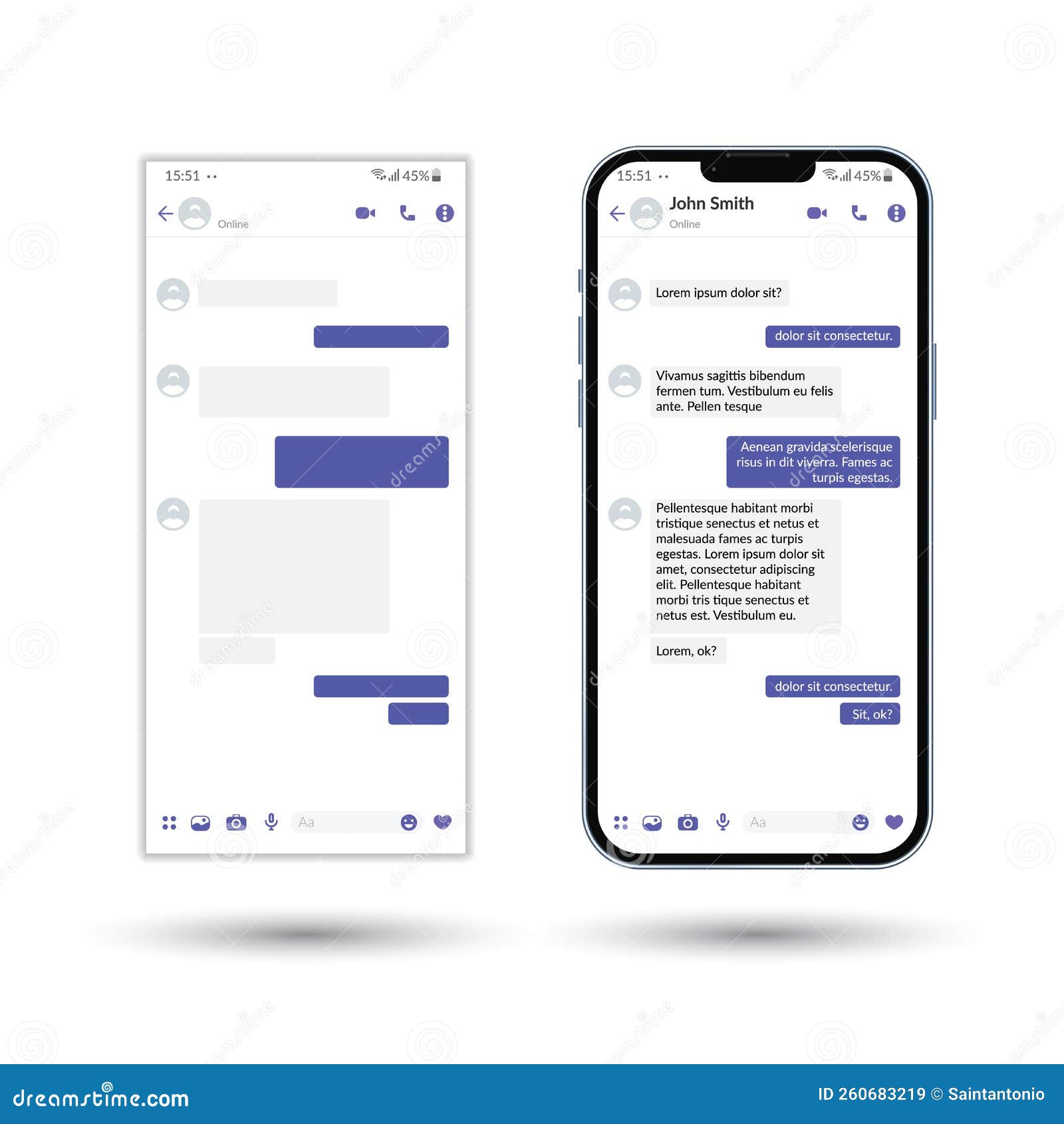 Mockup Of Chat In Mobile Phone On Transparent Background. Interface ...