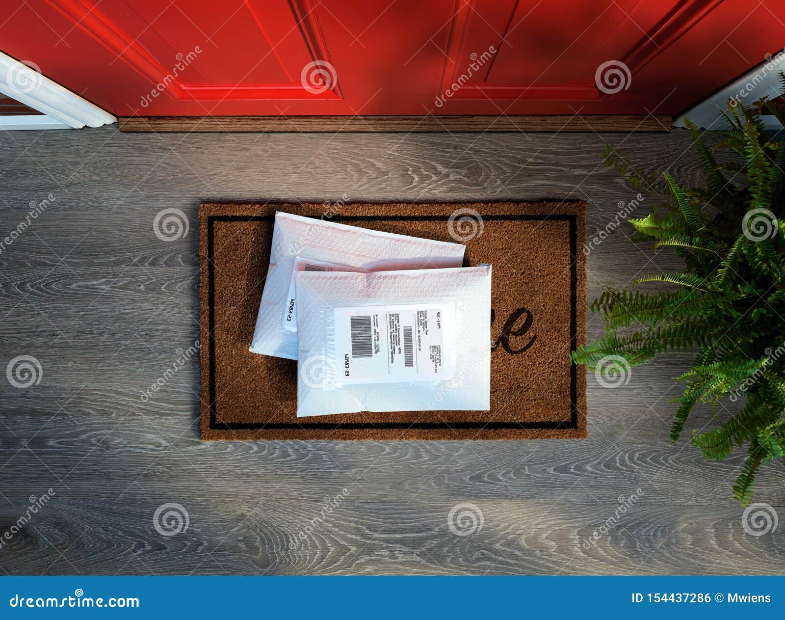 Messengered Envelope Packages Delivered To Door Step. Stock Photo ...