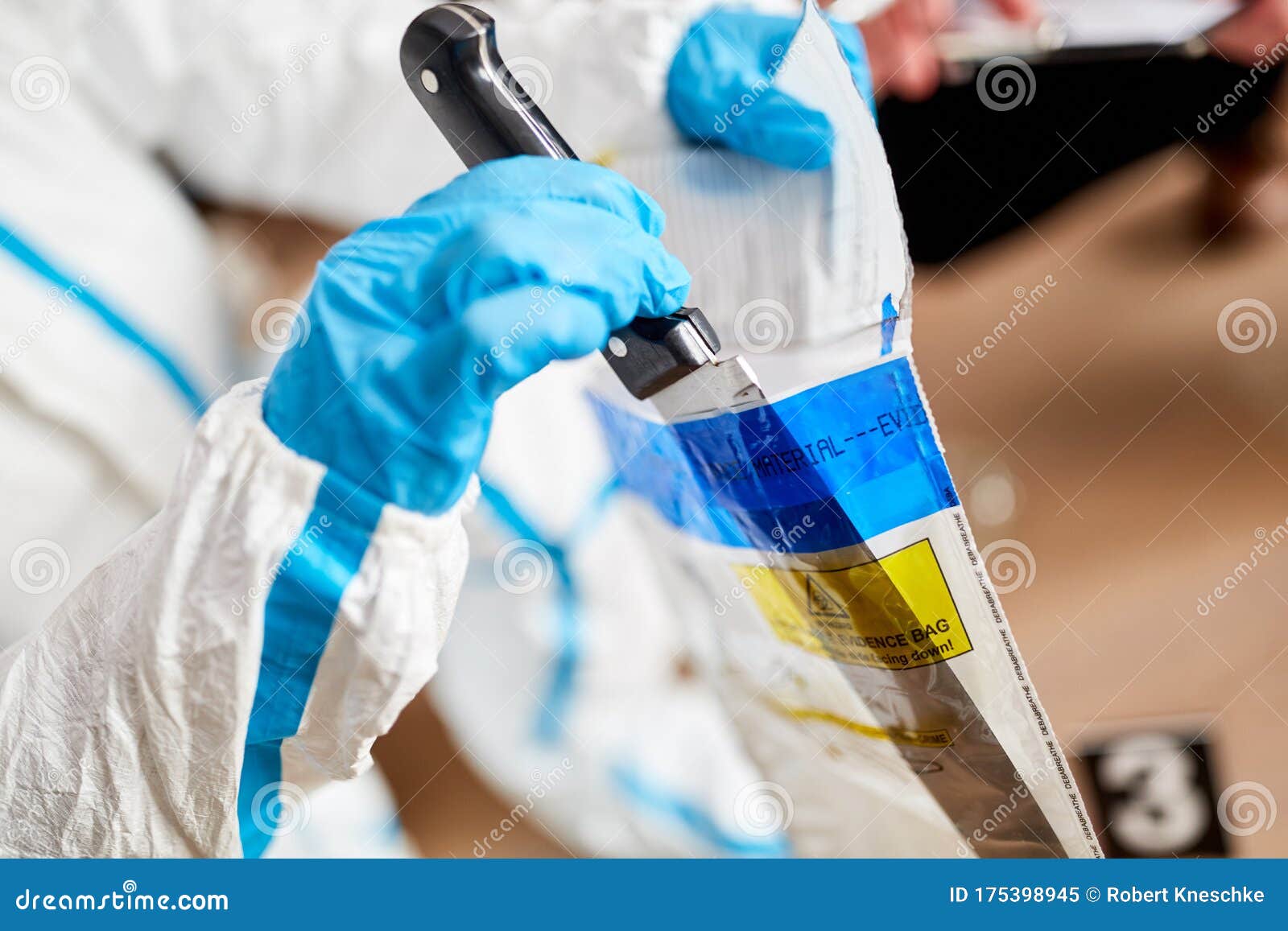 Knife As Proof of Forensics at the Crime Scene Stock Image - Image of ...