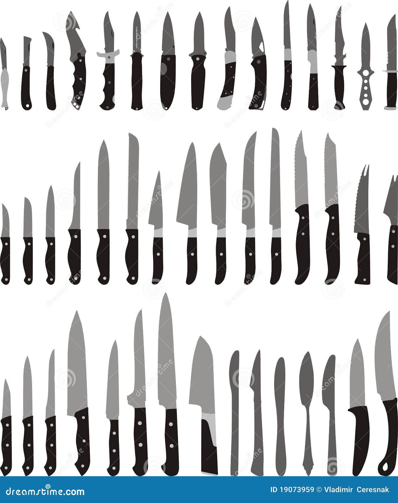 Messer, Ein Set Von Unterschiedlichem Vektor Abbildung - Illustration ...