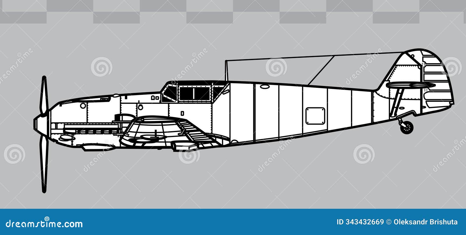 Messerschmitt Bf 109 Line Art Drawing Single Line Drawing Detailed ...