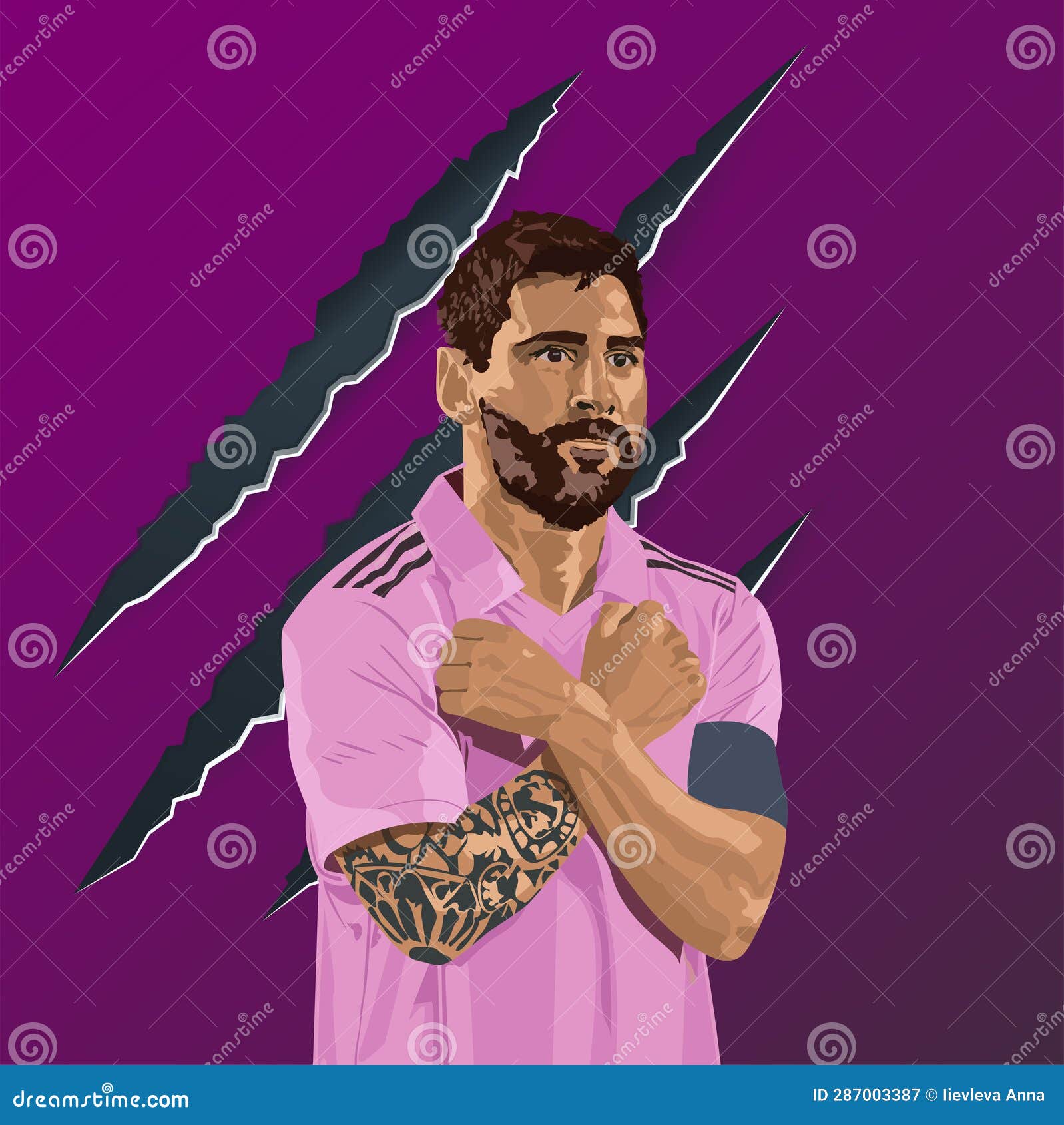 Messi Inter Miami Thor Vector Illustration | CartoonDealer.com #286283060
