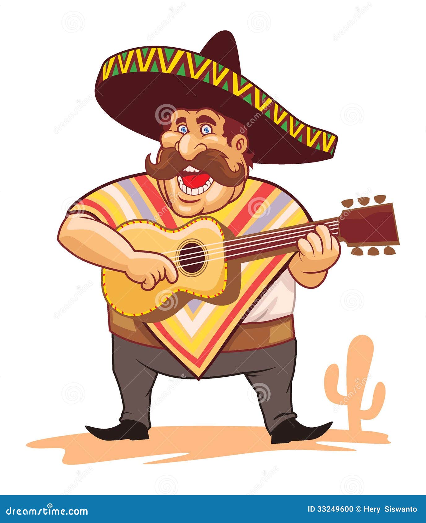 Messicano Con Il Sombrero E La Chitarra Illustrazione Vettoriale ...