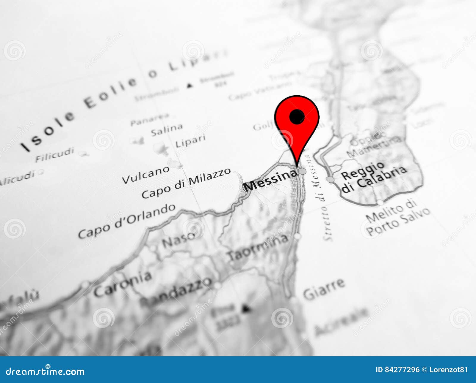 Messina City Over a Road Map ITALY Stock Photo - Image of city, roads ...