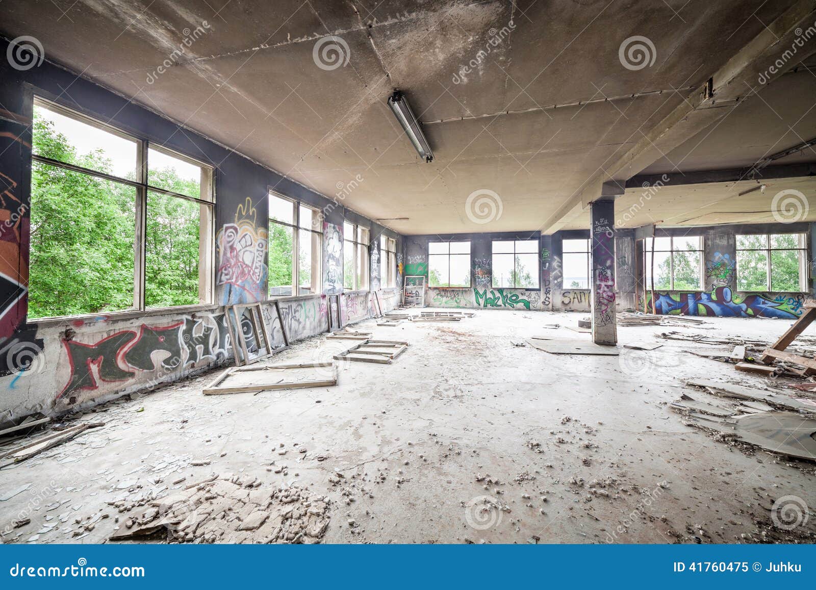 Messy Abandoned Factory Room Stock Image - Image of chaos, indoor: 41760475