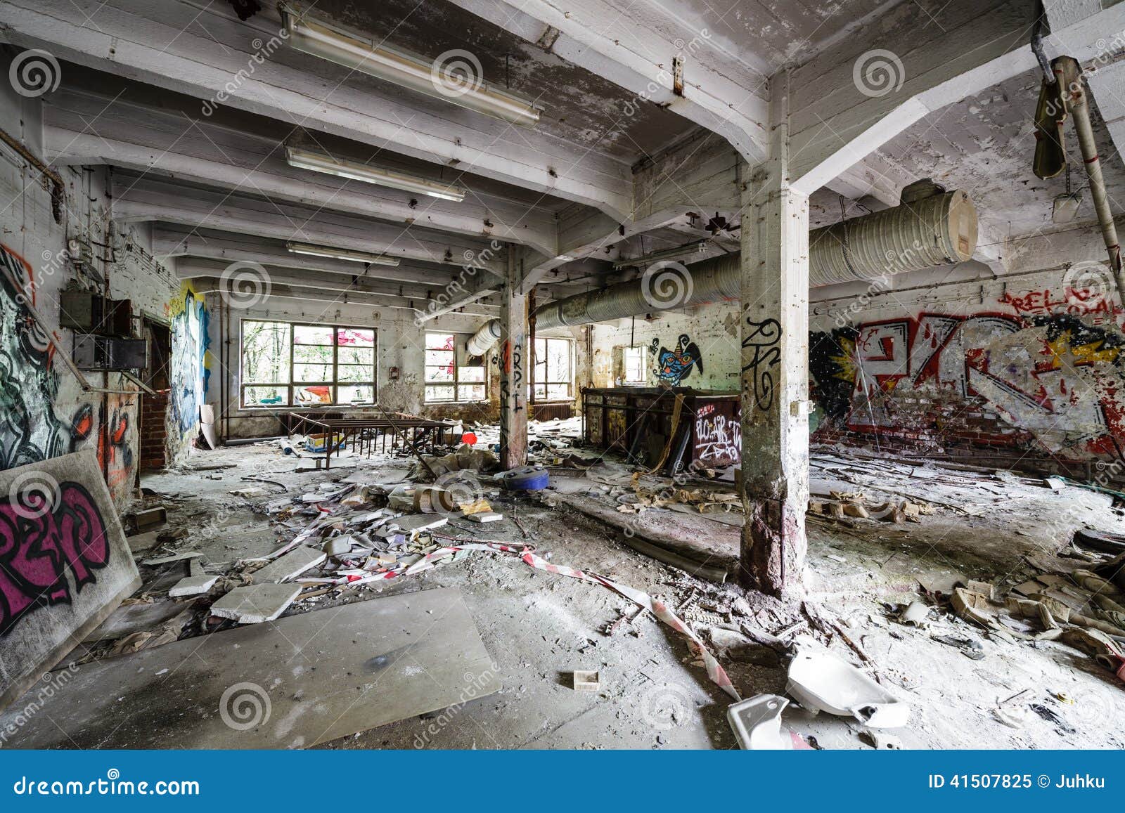 Messy Abandoned Factory Room Stock Image - Image of factory, chaos ...