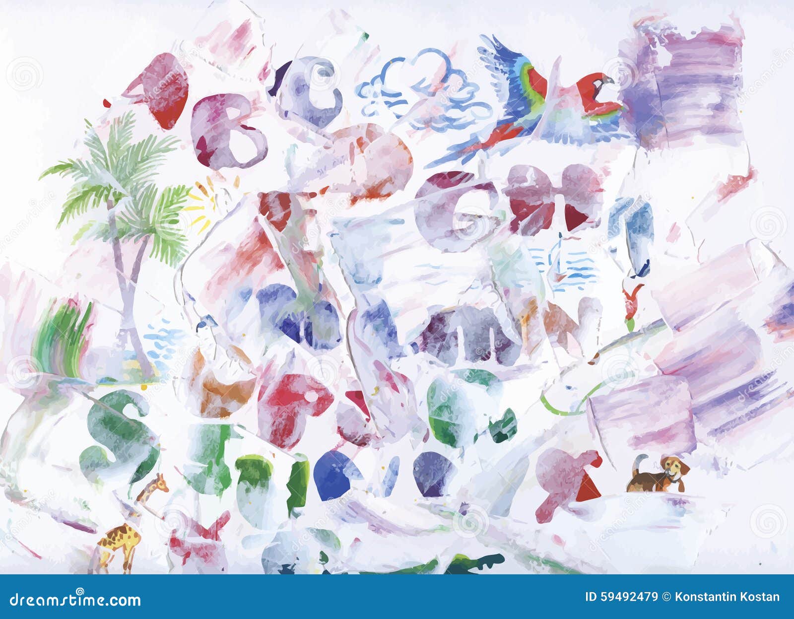 Messy Abstract Watercolor Alphabet Background Stock Vector ...