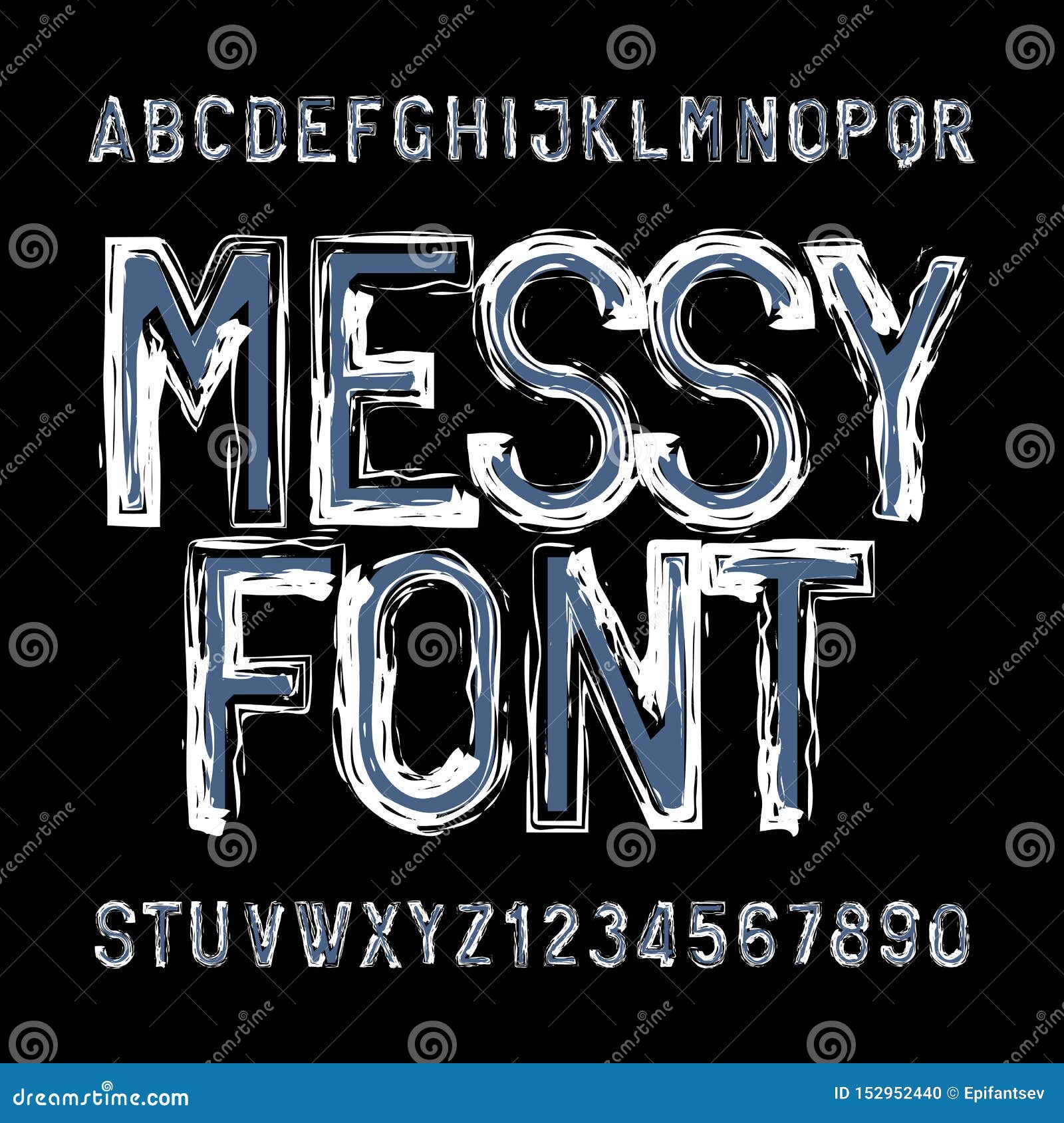 Messy Alphabet Font. Distressed Type Letters and Numbers Stock Vector ...