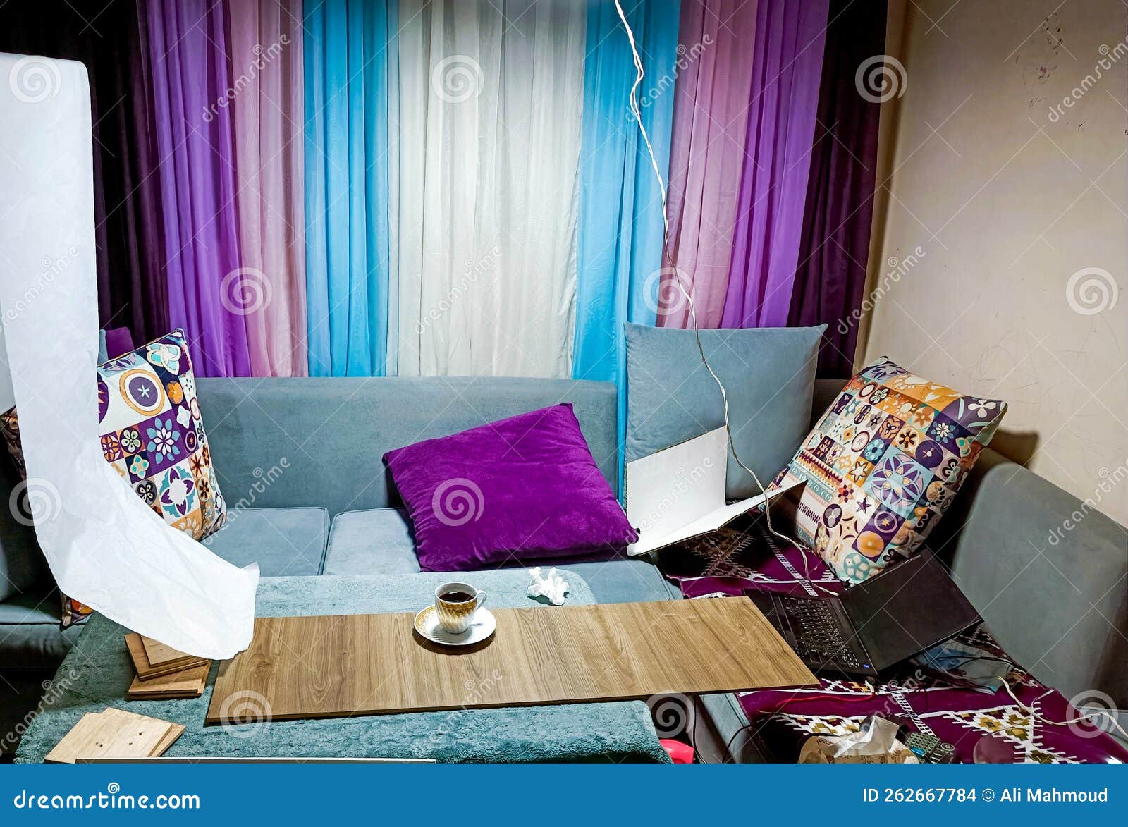 Messy Apartment or Messy Living Room and Some Stuff Stock Photo - Image ...