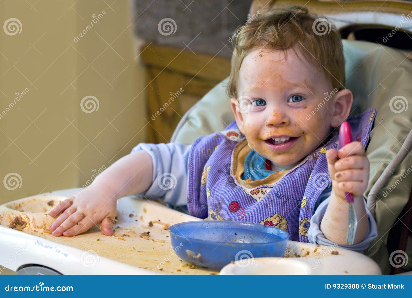 Messy Baby Toddlers Having Fun Eating Royalty-Free Stock Photography ...