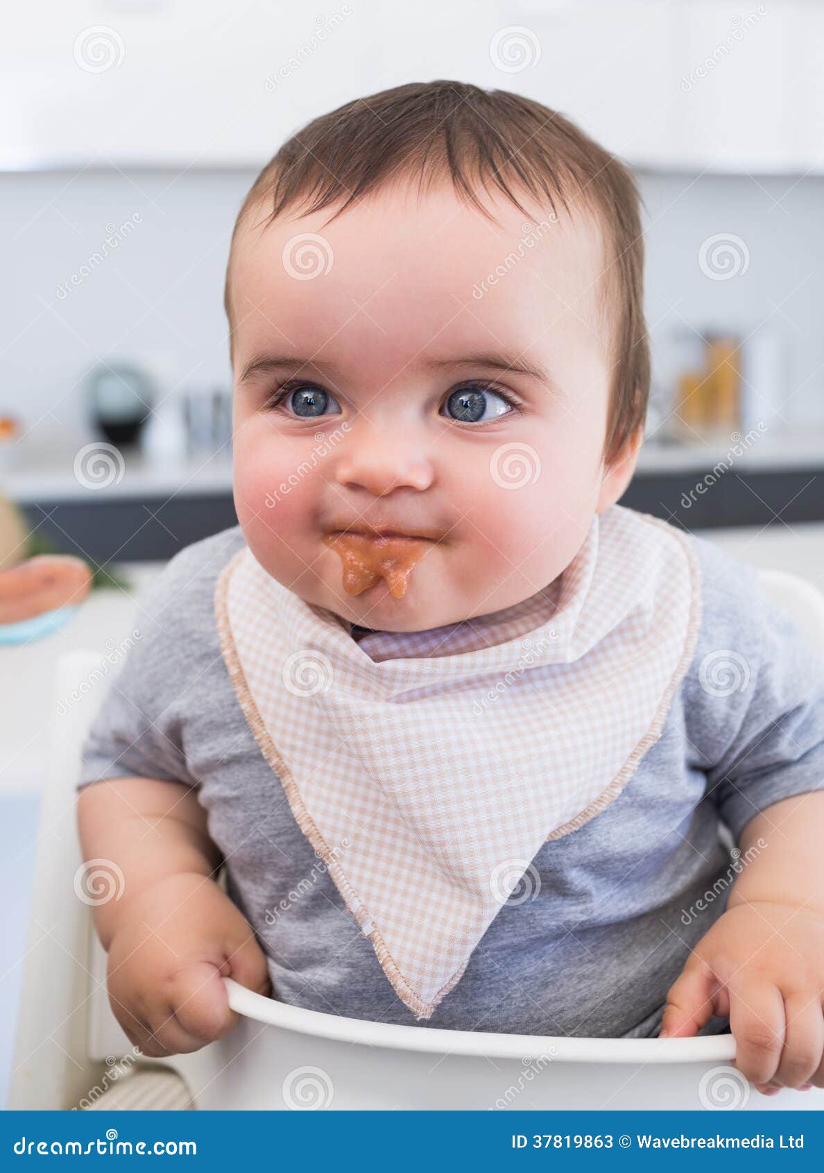 Messy baby eating food stock image. Image of eating, lovely - 37819863