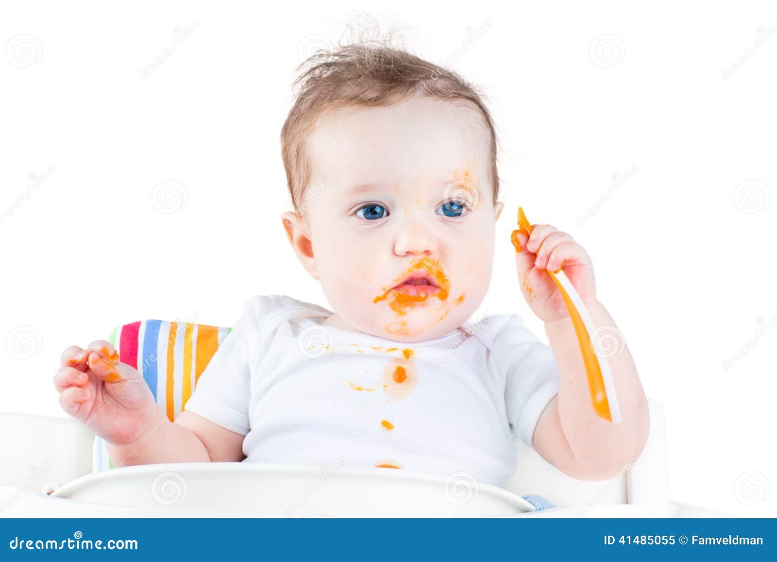 Messy Baby Toddlers Having Fun Eating Royalty-Free Stock Photography ...
