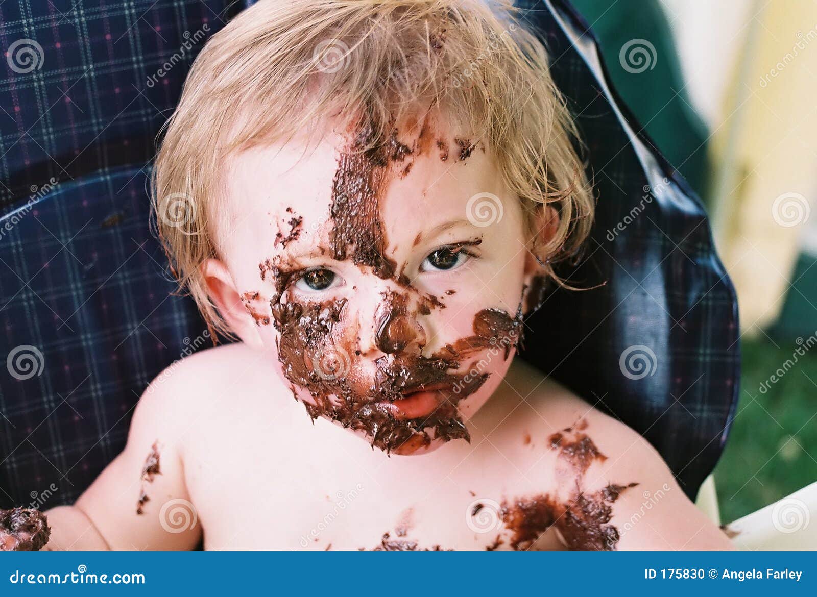 Messy Baby First Birthday Celebration Stock Photo - Image of party ...