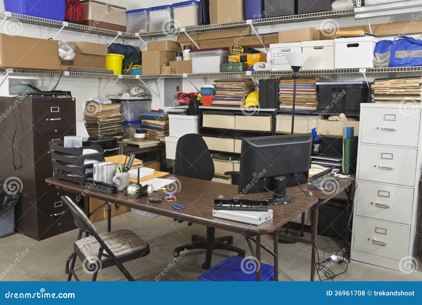 Messy Back Office stock photo. Image of home, boxes, files - 36961708