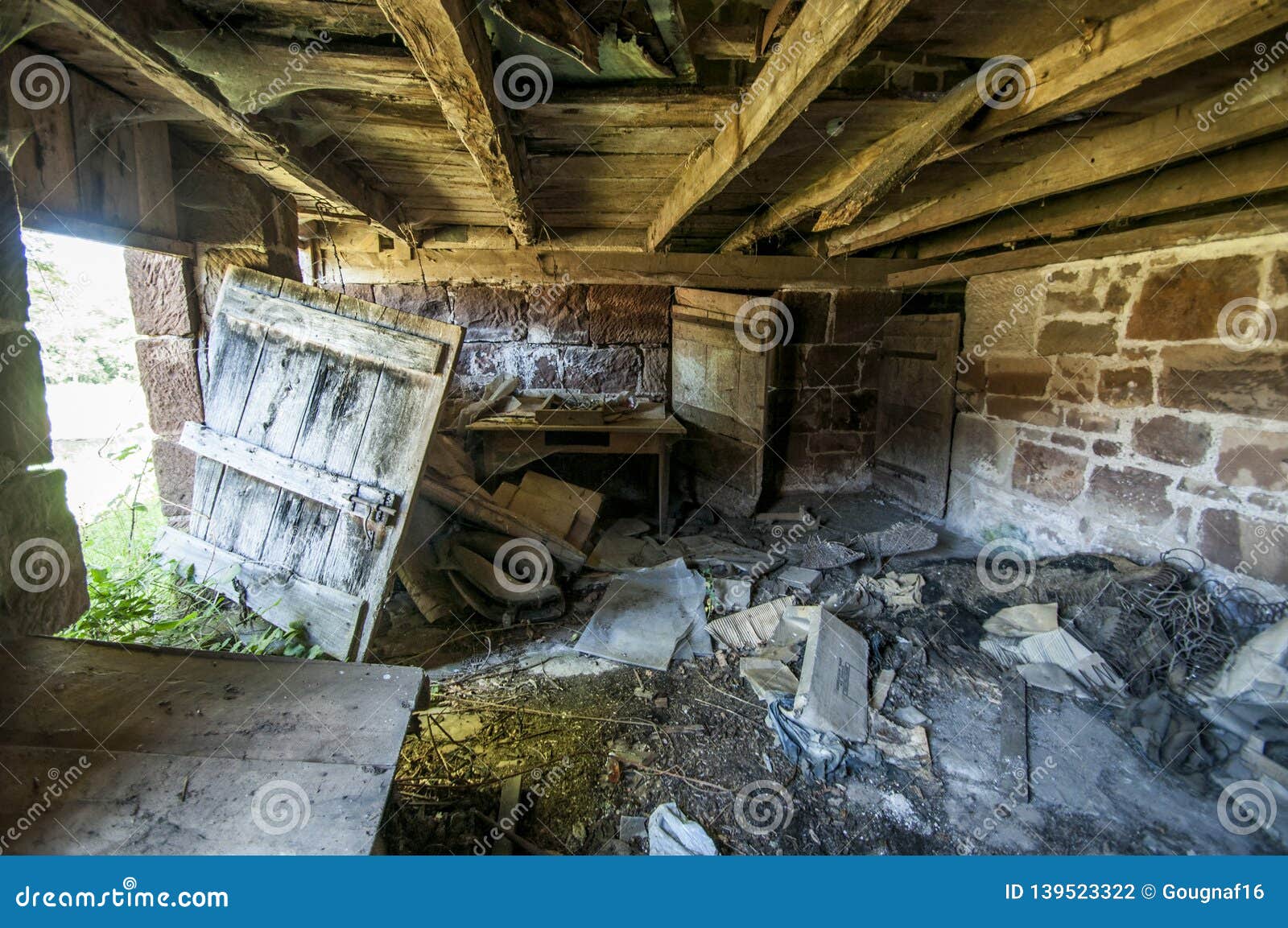 Messy Barn in an Abandoned French Farm Stock Photo - Image of grunge ...