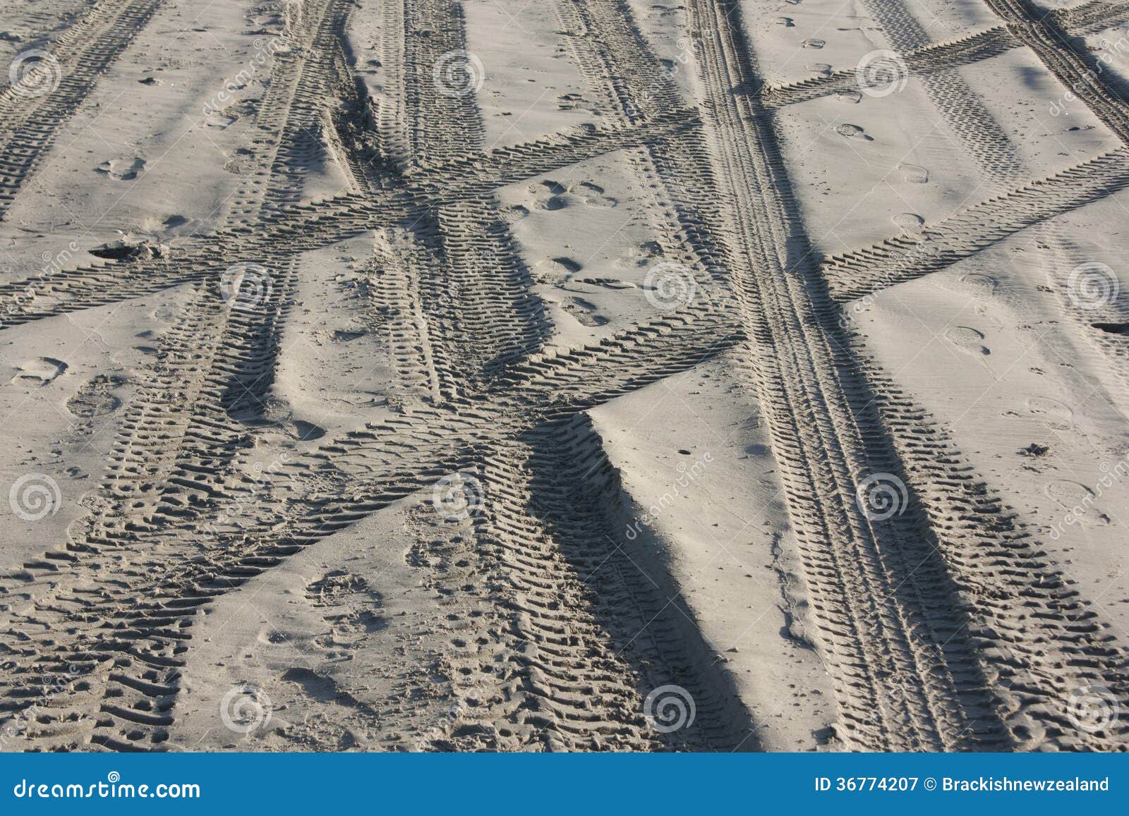Messy Beach Sand with Tyre Tracks Stock Image - Image of beach, driving ...