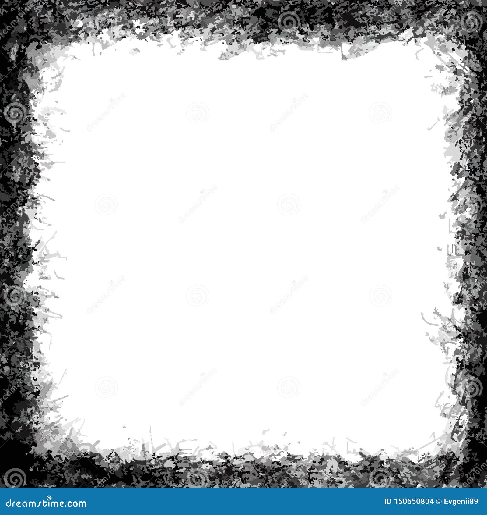 Messy Black Grunge Frame on White Stock Illustration - Illustration of ...