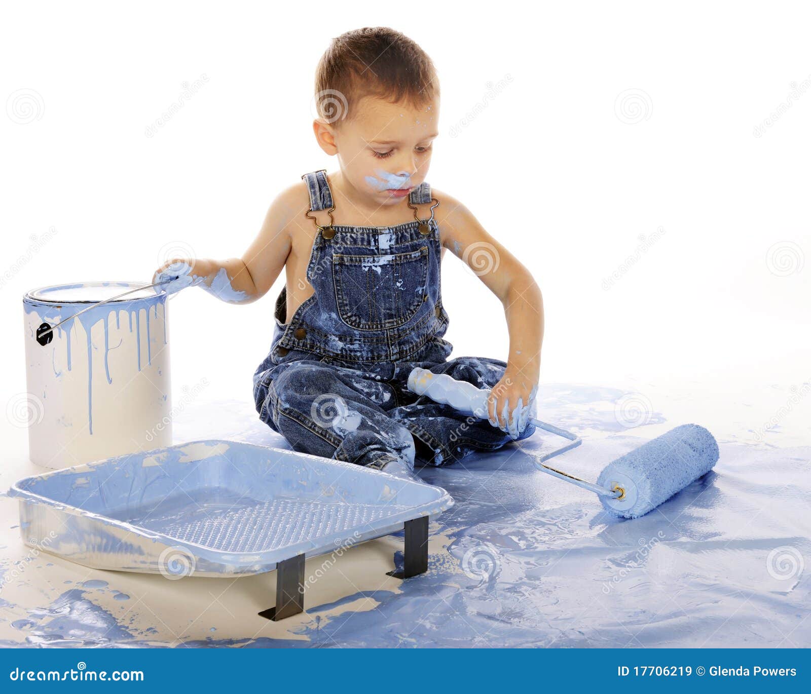 Messy in Blue stock image. Image of preschooler, mess - 17706219