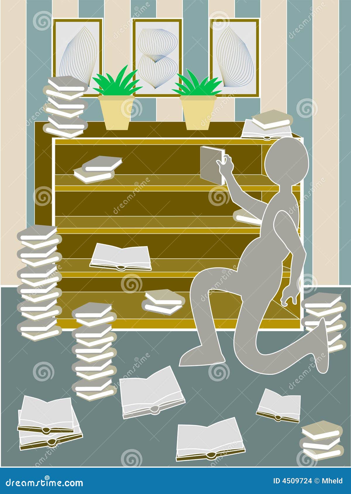 Messy Bookshelf Clipart