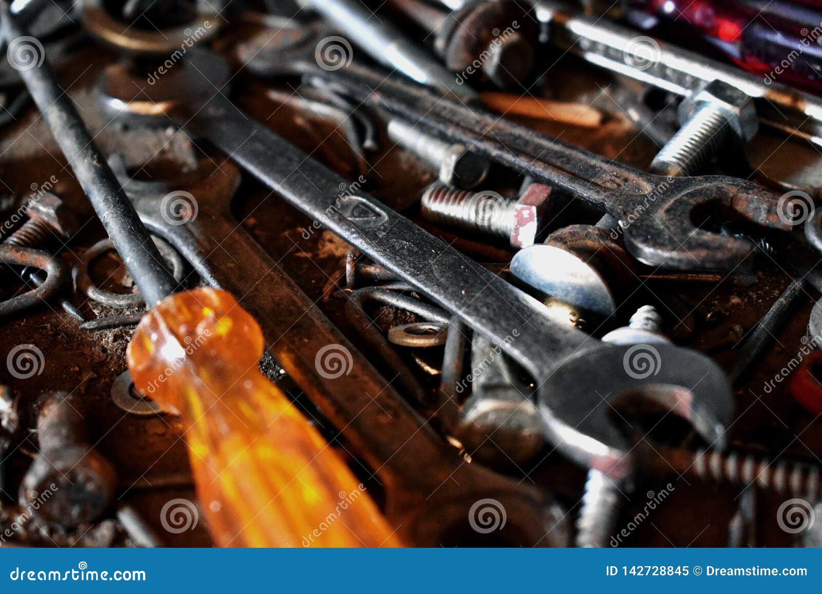 A Messy Bunch of Tools on Table Stock Image - Image of creative ...