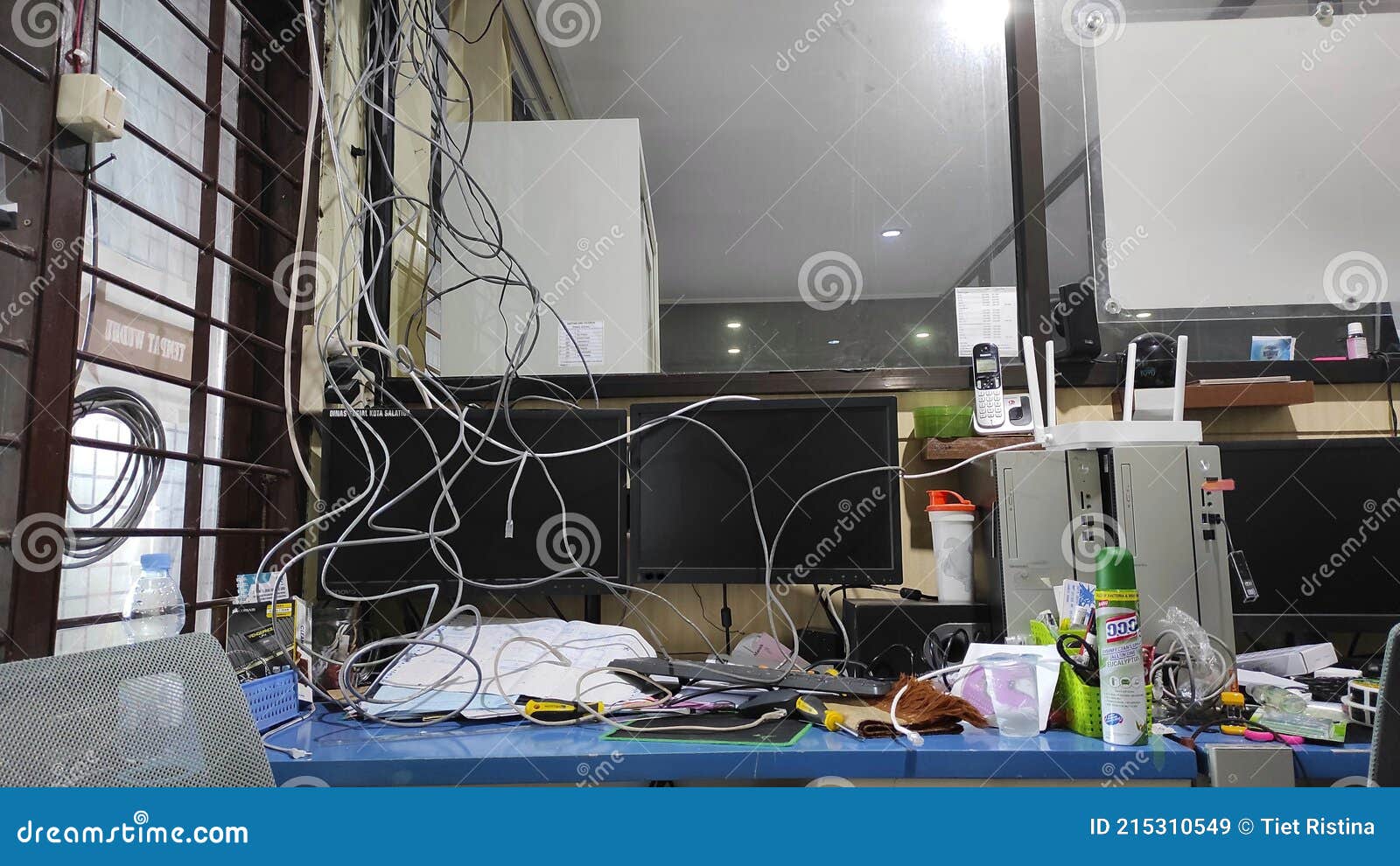 Messy Cables in the Workspace Editorial Stock Image - Image of iron ...