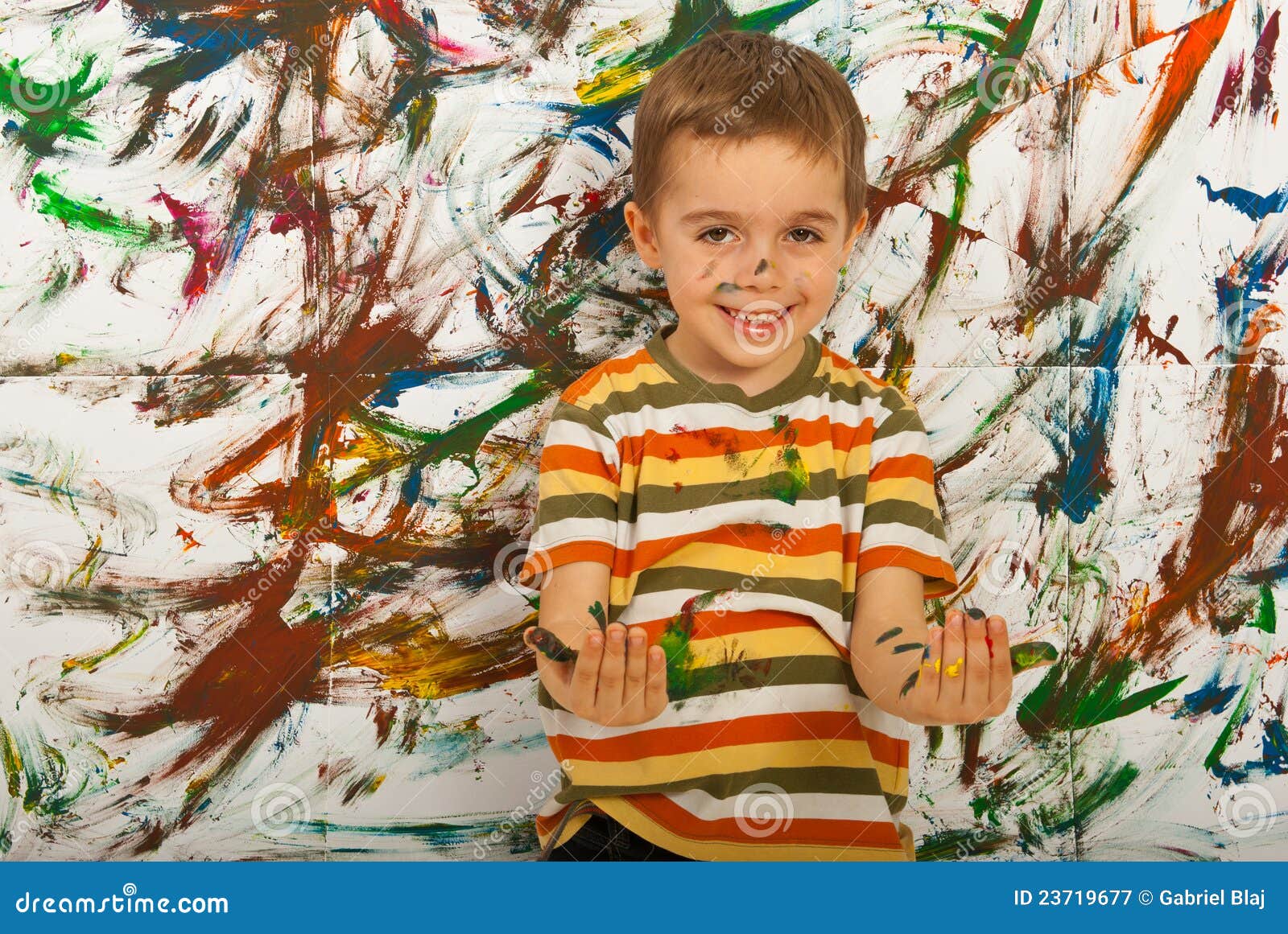 Messy child boy having fun stock image. Image of cheerful - 23719677
