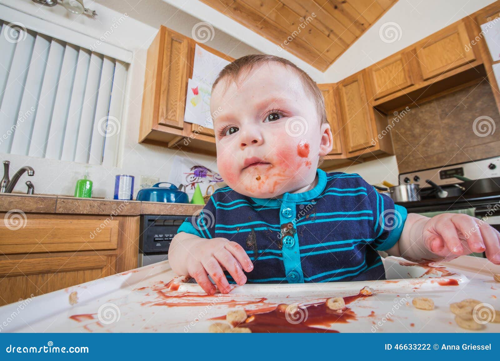 Messy Child Eats stock photo. Image of home, mess, upset - 46633222