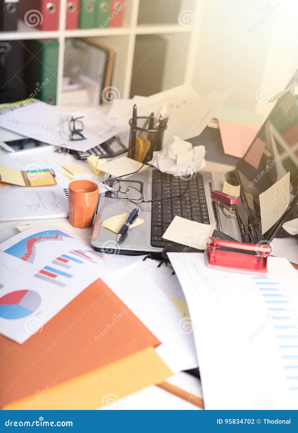 Messy And Cluttered Desk Royalty-Free Stock Photography | CartoonDealer ...