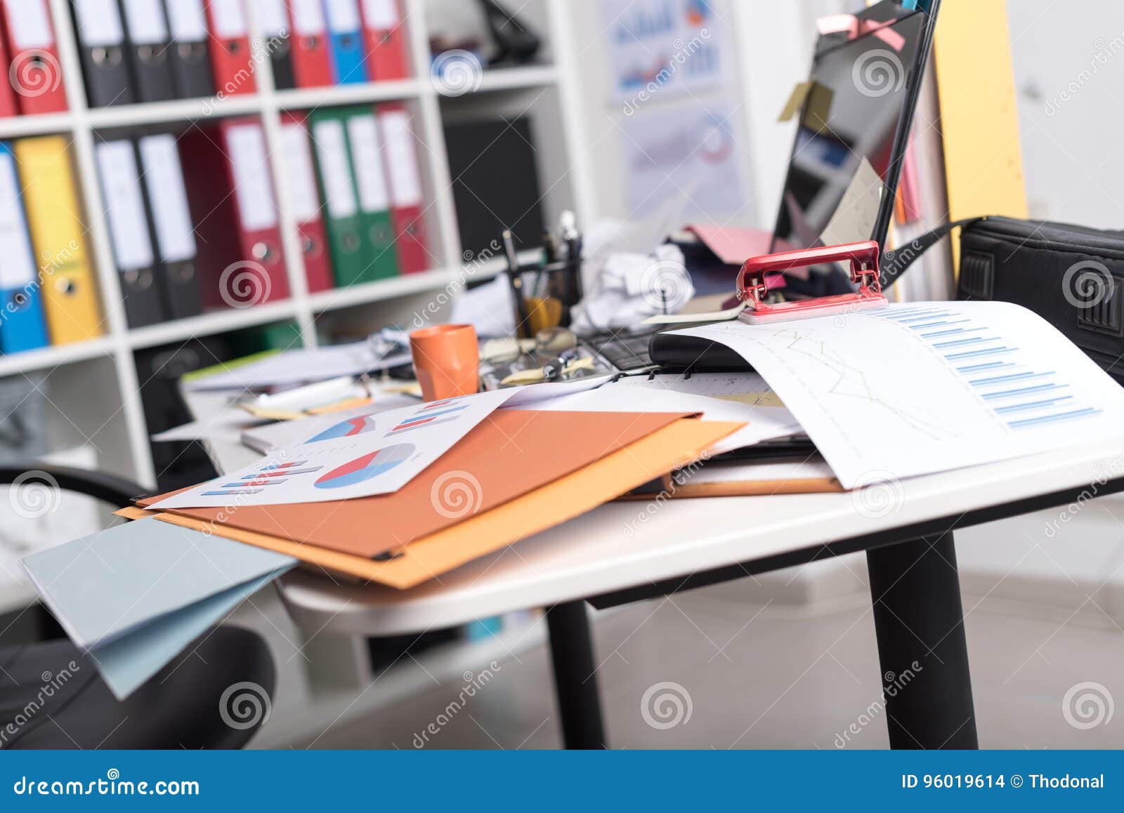Messy and cluttered desk stock photo. Image of creepy - 96019614