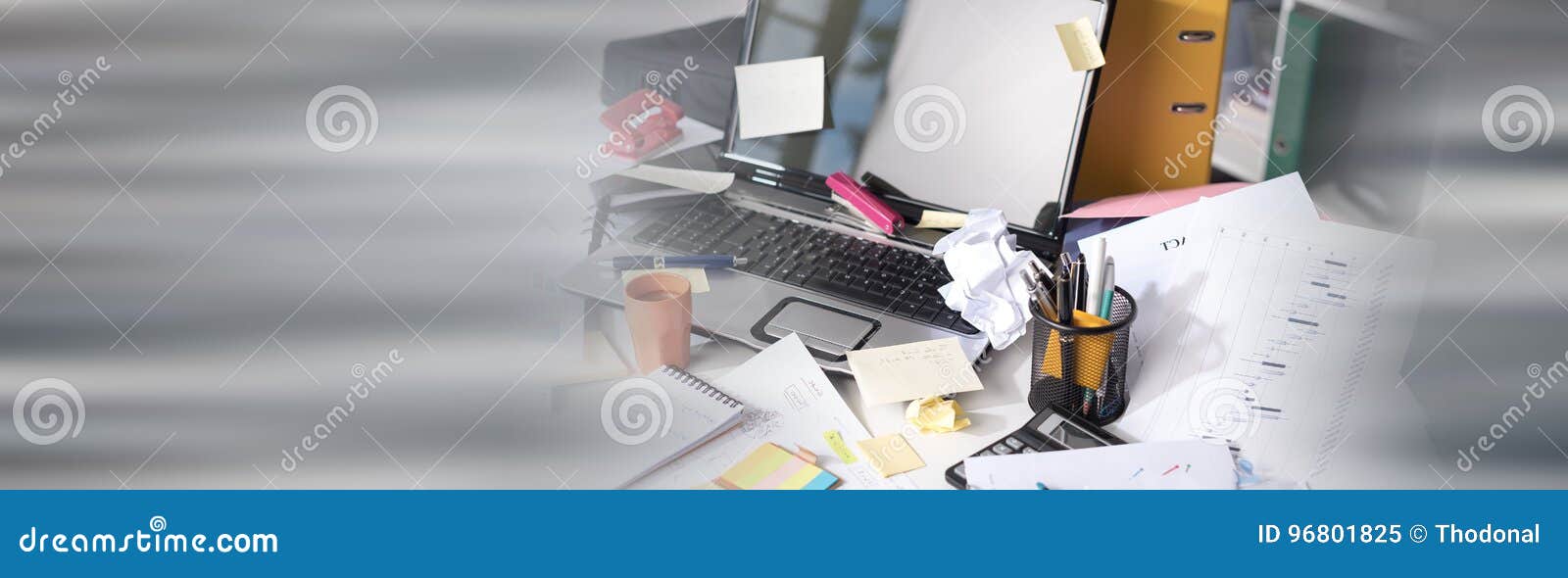 Messy and cluttered desk stock image. Image of untidy - 96801825