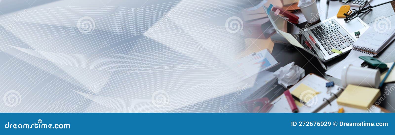 Messy and Cluttered Desk Panoramic Banner Stock Image - Image of messy ...