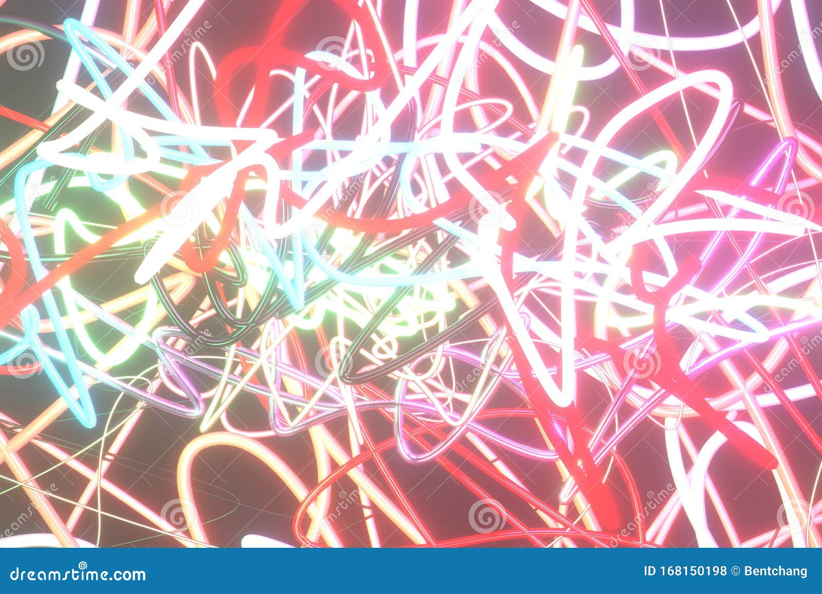 Decorative, Illustrations, Messy Colorful String Neon Grow Lights, for ...