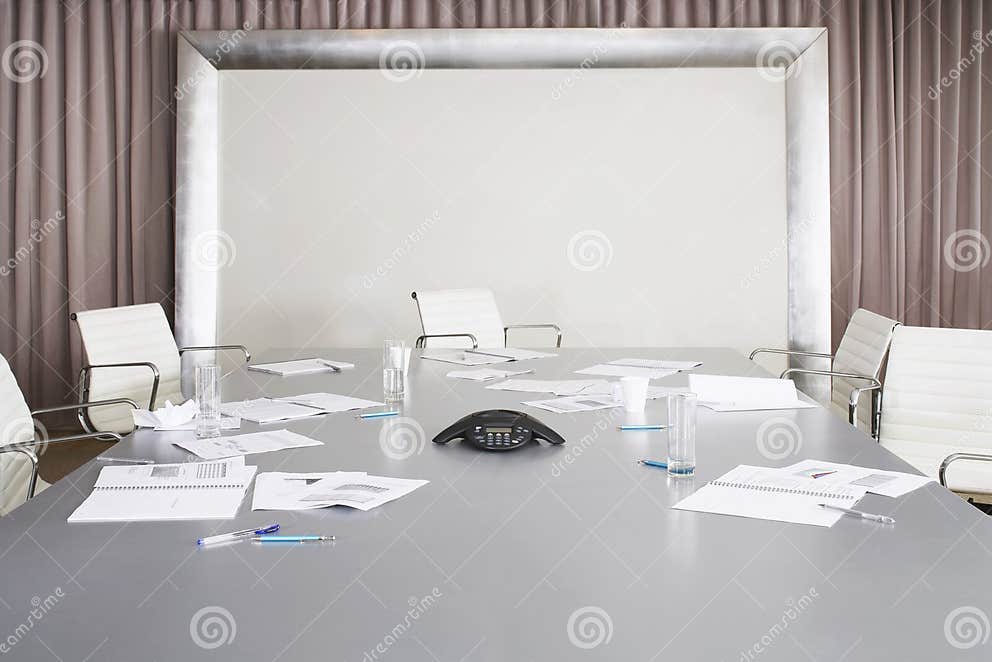 Photo of Messy Conference Room Stock Image - Image of conference ...